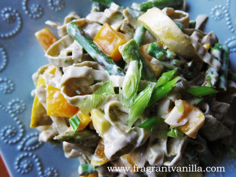 Creamy Vegan Spring Pasta Primavera | Fragrant Vanilla Cake