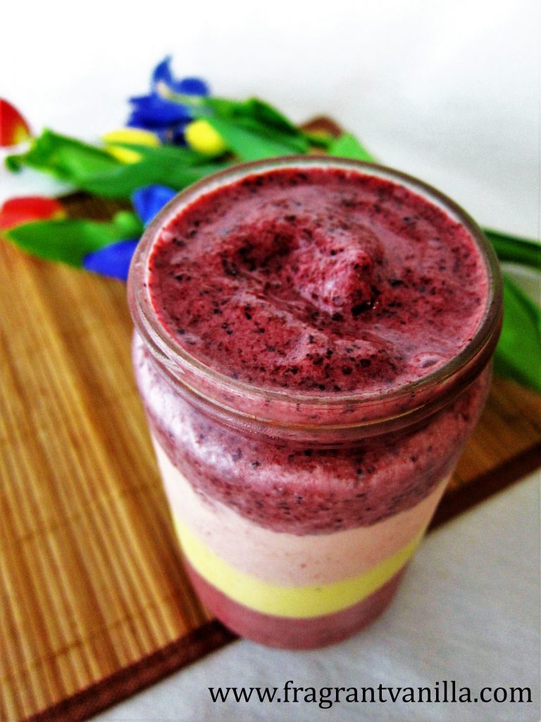 Double Berry Mango Layered Smoothie | Fragrant Vanilla Cake