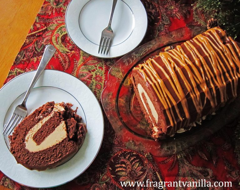 Vegan Dark Chocolate Peanut Butter Cake Roll | Fragrant Vanilla Cake