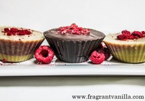 Vegan Chocolate Raspberry Jam Cups | Fragrant Vanilla Cake